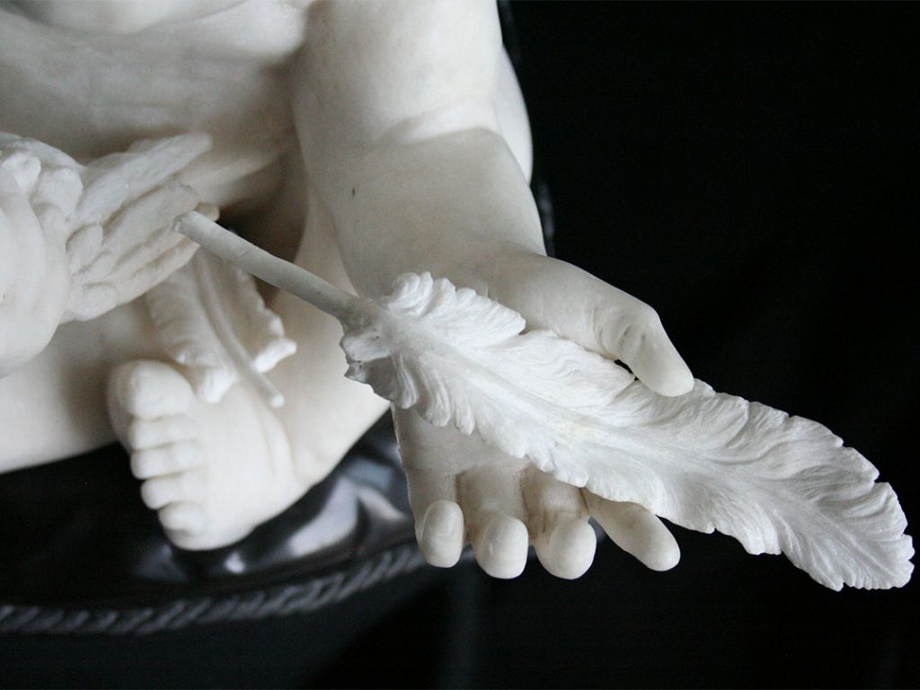 Fallen Angel, marble sculpture, unique artwork, scultura in marmo opera ...