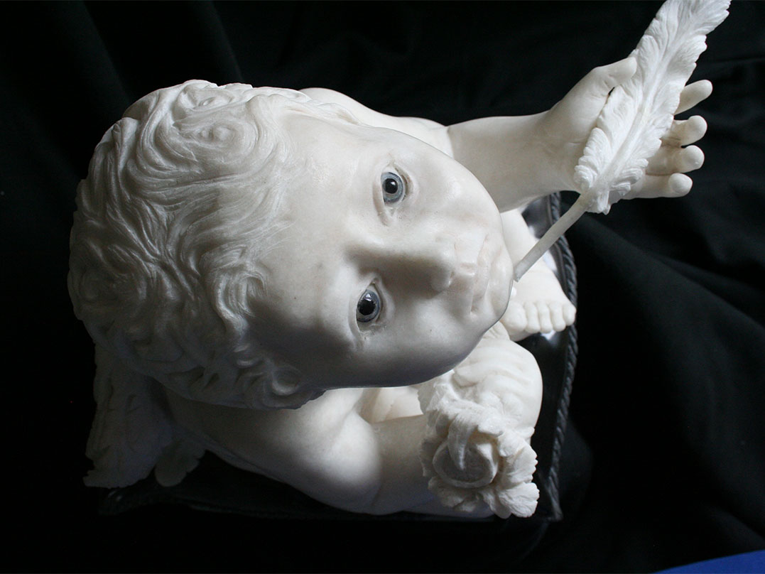 Fallen Angel, marble sculpture, unique artwork, scultura in marmo opera ...